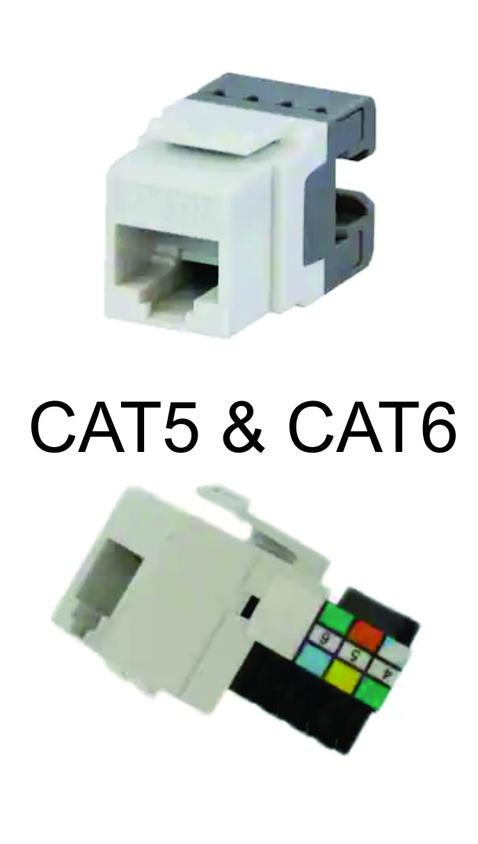 AV Wall Plate Connectors - HDMI, CAT6, QuickPort Inserts