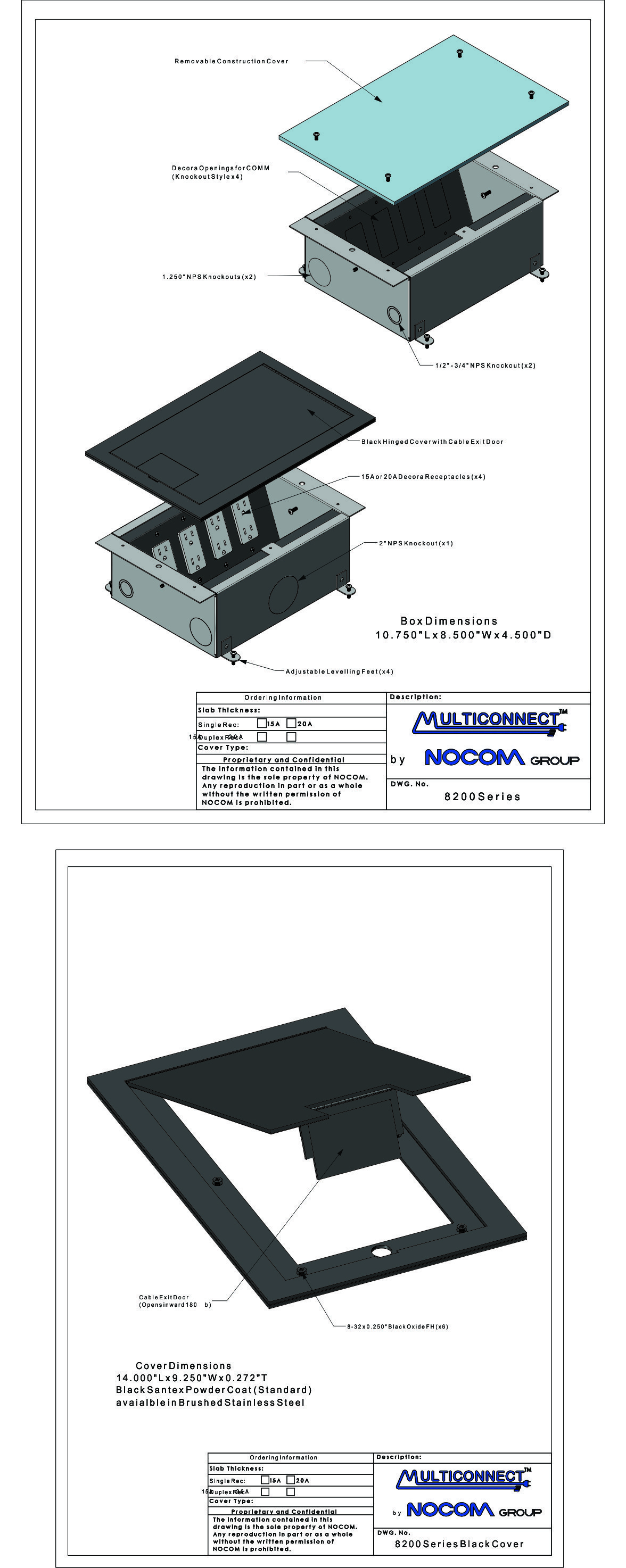 Two-Gang Recessed/Access AV Floor Box