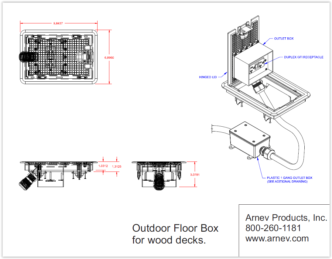 Outdoor Waterproof Floor Boxes / Wood Decks and Porches.