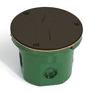 Flush Mount 4 inch Floor Box, Bronze cover, for concrete.