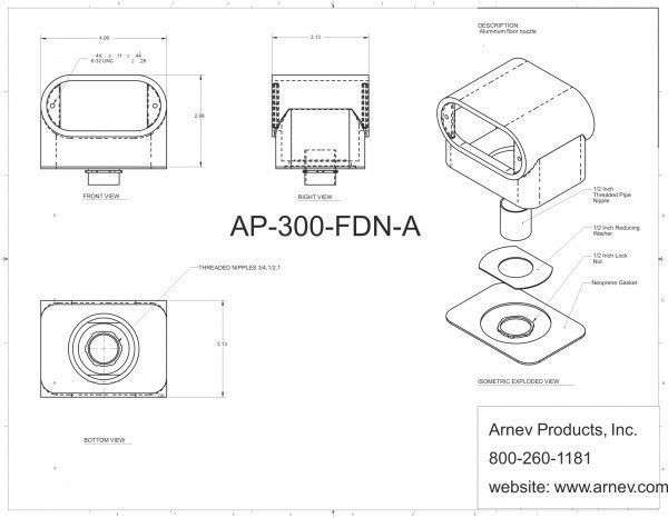 AP-FDN-300-A Alum Floor Nozzle or Tombstone Floor Boxes