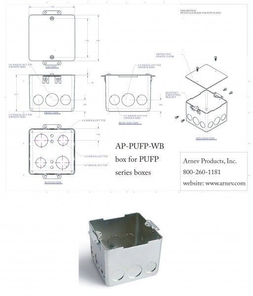 Round Pop-Up Floor Box, w/ 15A GFI, Wood or Concrete - Brass Finish