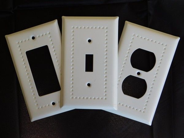White Enamel Punched Border Design light switch covers